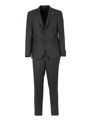 LUIGI BIANCHI MANTOVA Single-breasted Wool Suit - Black