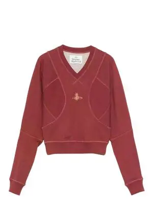 VIVIENNE WESTWOOD Orb-embroidered V-neck Sweater - Red