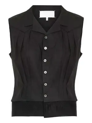 MAISON MARGIELA Pleated Button-up Vest - Black