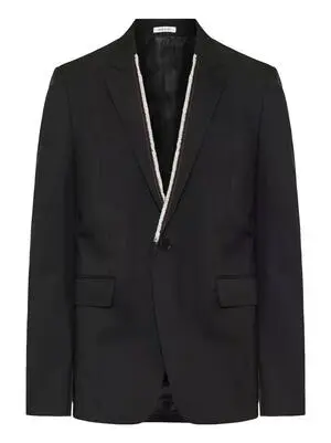 Alexander McQueen Single-button Frayed-detail Jacket - Black