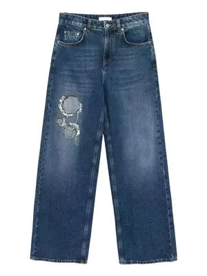 AREA Crystal-embellished Jeans - Blue