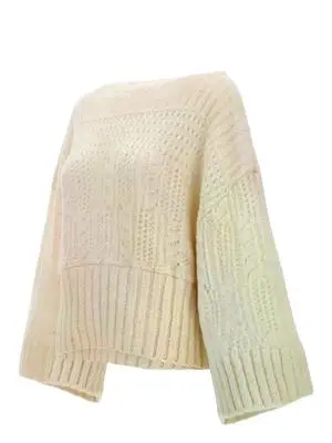 MAURIZIO MYKONOS Cable-knit Boat-neck Sweater - White