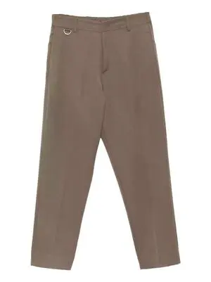 LOW BRAND Elastic-waistband Ring-detail Straight-leg Trousers - Neutrals