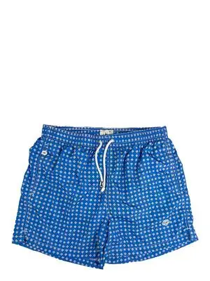 LUIGI BORRELLI Floral-pattern Drawstring Swim Shorts - Blue