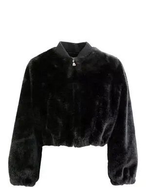 VALENTINI 1972 Long-sleeve Faux-fur Bomber Jacket - Black