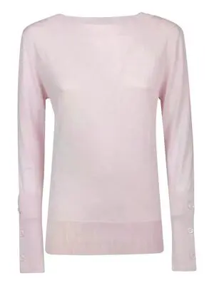 SNOBBY SHEEP Button-cuff Silk Sweater - Pink