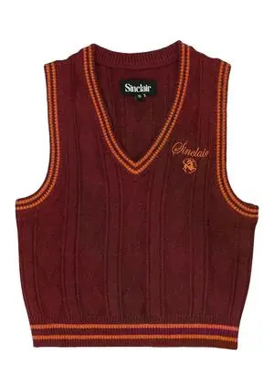 SINCLAIR Cable-knit V-neck Vest - Red