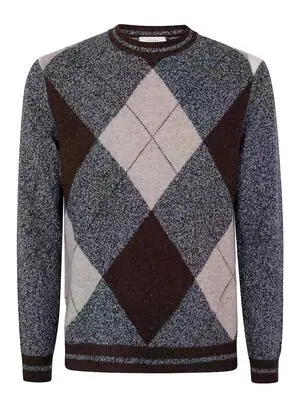 BALLANTYNE Argyle-pattern Wool Sweater - Grey