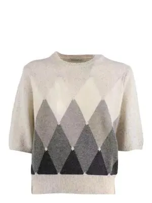 BALLANTYNE Diamond-pattern Wool Sweater - Neutrals