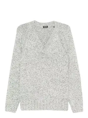 Zegna Speckled V-neck Sweater - Grey