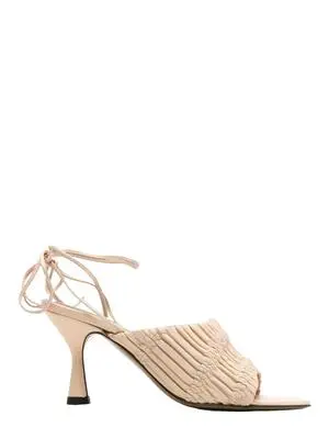 ATP ATELIER Plissé-effect Leather Sandals - Neutrals