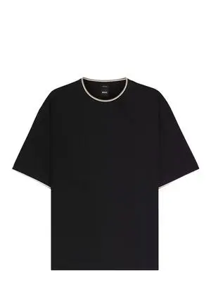 BOSS Ribbed-trim T-shirt - Black