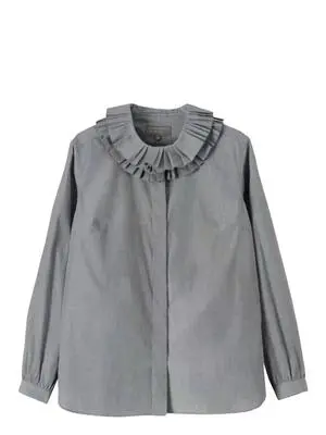 MARGARET HOWELL Pleated-frills Cotton Shirt - Grey