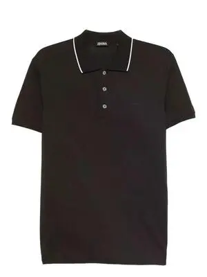 Zegna Contrast-trimmed Polo Shirt - Brown