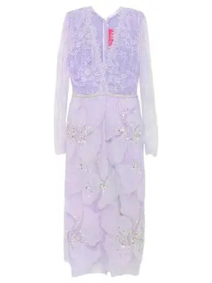 MIAU BY CLARA ROTESCU Lace-appliqué Embellished Dress - Purple