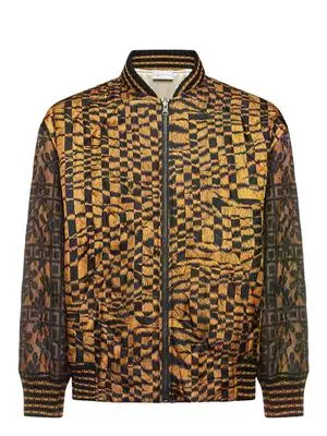 PIERRE-LOUIS MASCIA Geometric-pattern Bomber Jacket - Brown