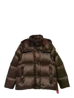 AFTER/LABEL Hooded Puffer Jacket - Brown