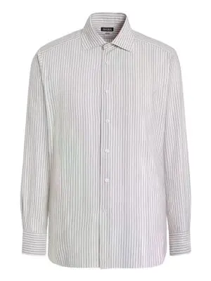Zegna Striped Silk-cotton Shirt - Grey