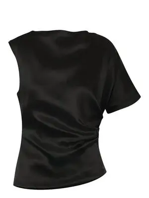 Seafarer Draped One-shoulder Top - Black