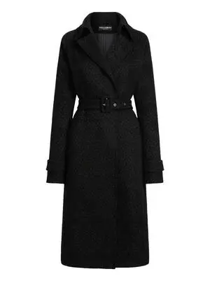 Dolce & Gabbana Dna Tweed Trench Coat - Black