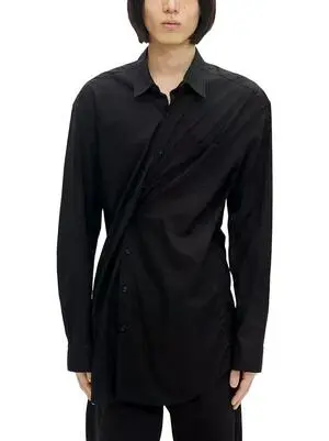 ANN DEMEULEMEESTER Draped Cotton Shirt - Black