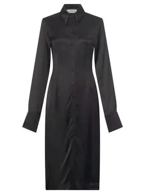 MARINE SERRE Satin Wrapped Shirt Midi Dress - Black