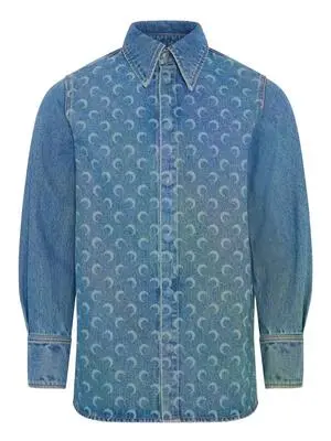 MARINE SERRE Moon Laser Denim Shirt - Blue