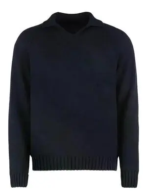 SLOWEAR Polo-neck Wool Sweater - Blue