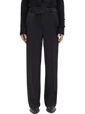ANN DEMEULEMEESTER Wrap-front Wool Pants - Black