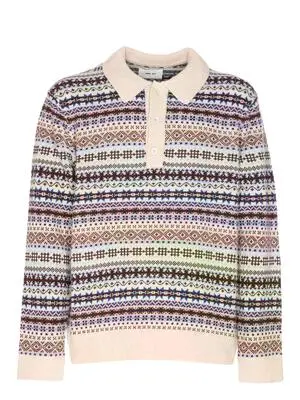 Nn07 Fair Isle-knit Long-sleeved Polo Shirt - Neutrals