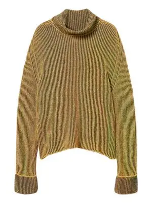 TWINSET Ribbed Knit Turtleneck Sweater - Yellow