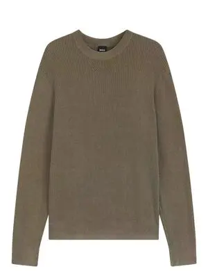 BOSS Ribbed Crew-neck Sweater - Brown