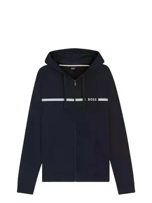 BOSS Logo-detail Hooded Zip-up Hoodie - Blue
