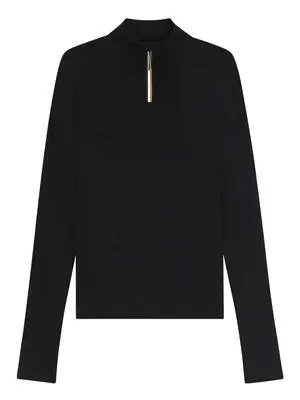 BOSS Turtleneck Half-zip Wool-blend Sweater - Black