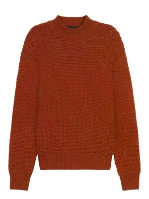 BOSS Textured Knit Mock-neck Sweater - Red