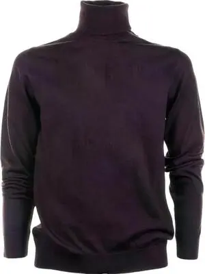Alpha Studio Turtleneck Long-sleeve Merino Wool Sweater - Brown