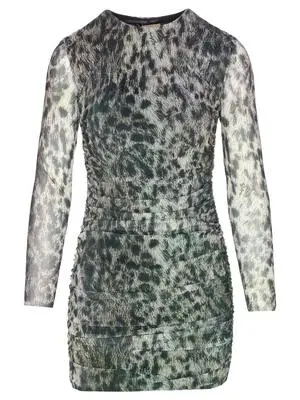 ANIYE BY Leopard-print Ruched Dress - Grey