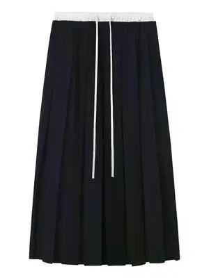 B+AB Drawstring Midi Pleated Skirt - Blue