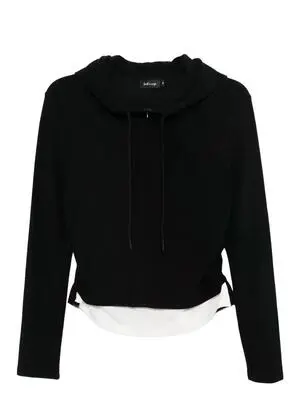 TOUT A COUP Drawstring Zip-up Hoodie Set - Black