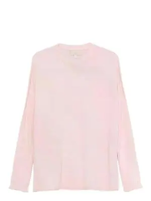 120% Lino Round-neck Long-sleeve Sweater - Pink