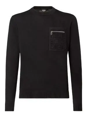 Fendi Logo-patch Pocket Sweater - Black