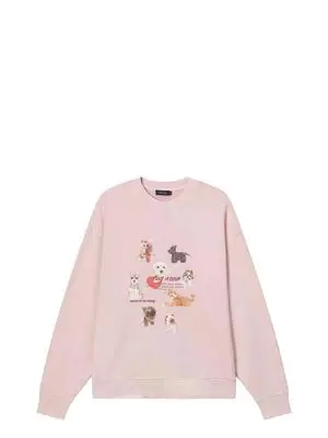 TOUT A COUP Dog-print Crewneck Sweatshirt - Pink