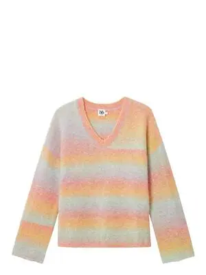 B+AB Striped V-neck Sweater - Pink