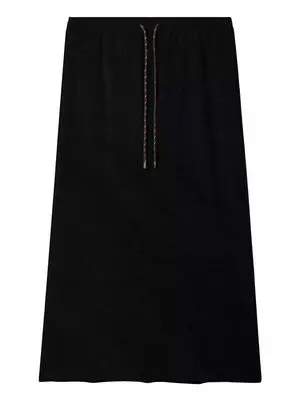 TOUT A COUP Drawstring Midi Skirt - Black