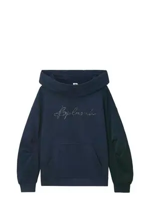 B+AB Embellished-logo Hoodie - Blue