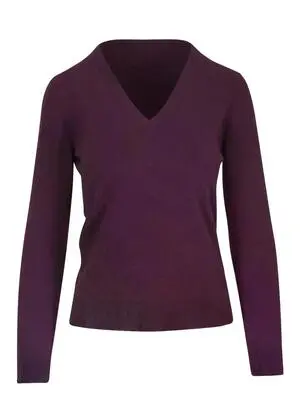 Brunello Cucinelli V-neck Long-sleeve Sweater - Purple