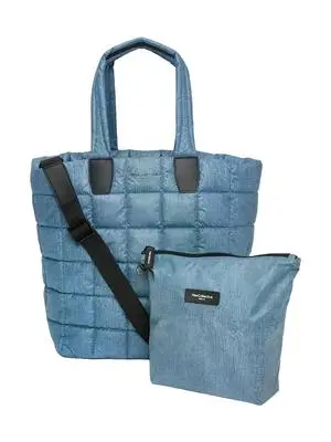 VEECOLLECTIVE Quilted Denim Tote Bag - Blue