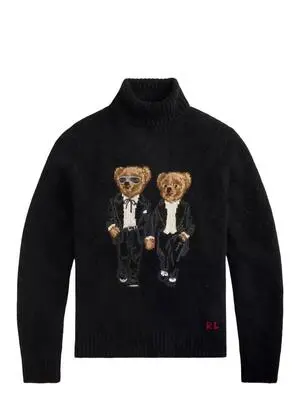 Polo Ralph Lauren Bear-embroidered Turtleneck Pullover - Black