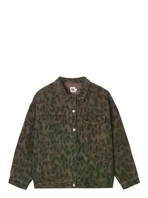 B+AB Leopard-pattern Denim Jacket - Brown