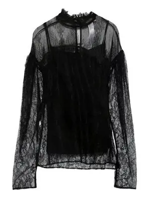 TWINSET Lace Mock-neck Top - Black